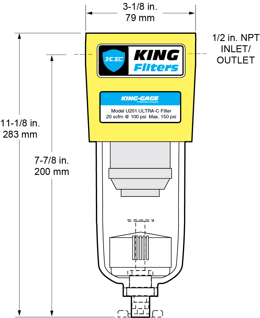 U200/U201/U202/U203 Series 20 scfm Ultra-C Filters On NOSHOK, Inc.